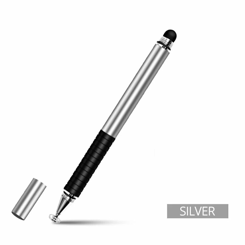 ANKNDO Универсальный 2 в 1 Стилус для планшета и телефона Silver Touch Pen