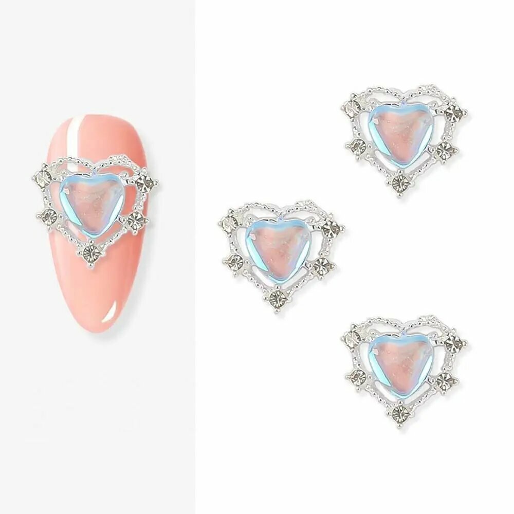 Украшения для ногтей сердце, сплав, Color: 5pcs-X609