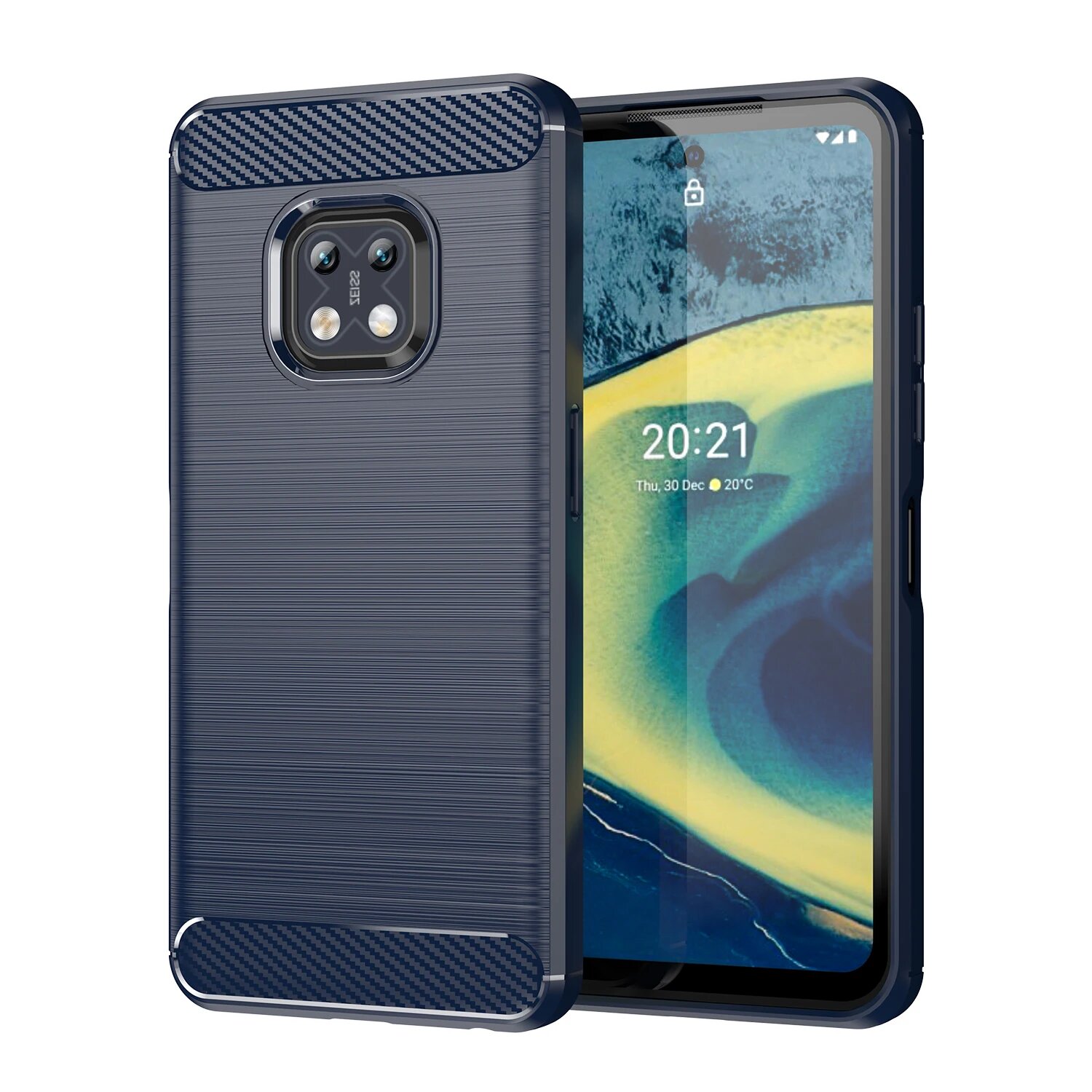 Чехол для Nokia XR20, синий, противоударный, карбон