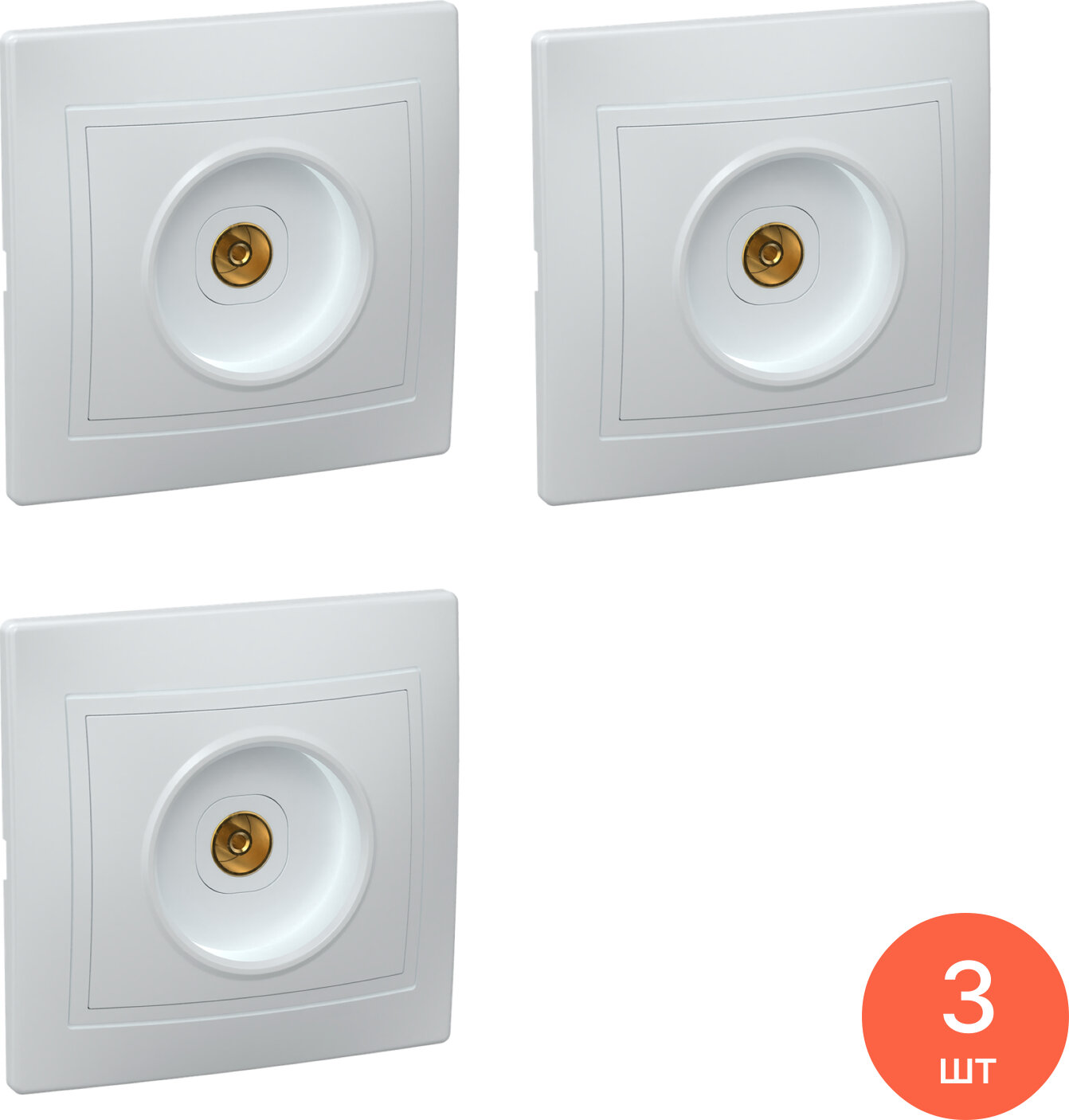 Розетка телевизионная IEK / ИЭК Кварта РТВ10-КБ TV оконечная в сборе, 5-862МГц, EAK10-K01-DM, цвет белый /электроустановочное оборудование (комплект из 3 шт)