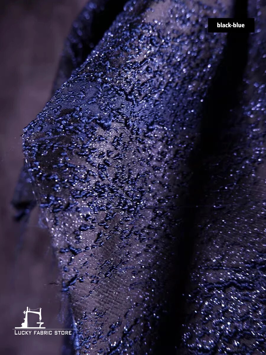 Вискозная/полиэстерная ткань с жаккардовым рисунком Темно-синий, black-blue