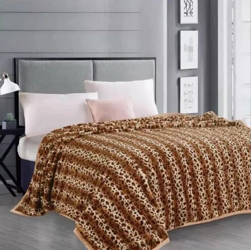 Плед 200*220 шиншилла с принтом, покрывало на кровать, одеяло