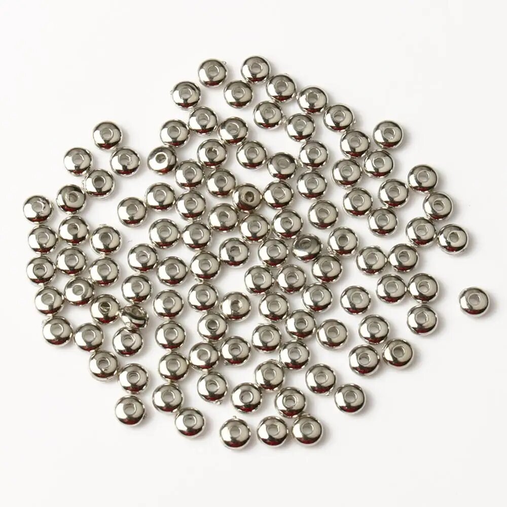 Плоские круглые бусины CCB 4/6 мм, 100-200 шт, LASOFAMIRE Серебряный, 4x2mm 200pcs, white k