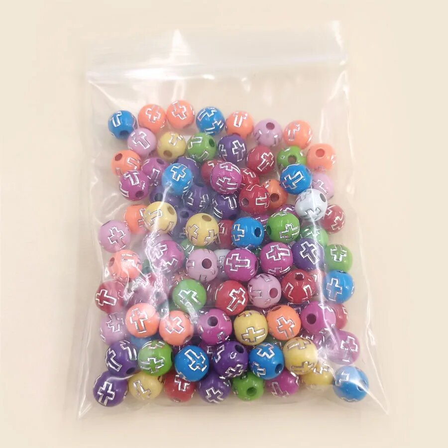100 шт./40 шт. 8 мм блестящий крест акриловая прокладка круглые бусины DIY поделки для изготовления ювелирных изделий ожерелье браслет оптовая продажа 40pcs, Mixed color