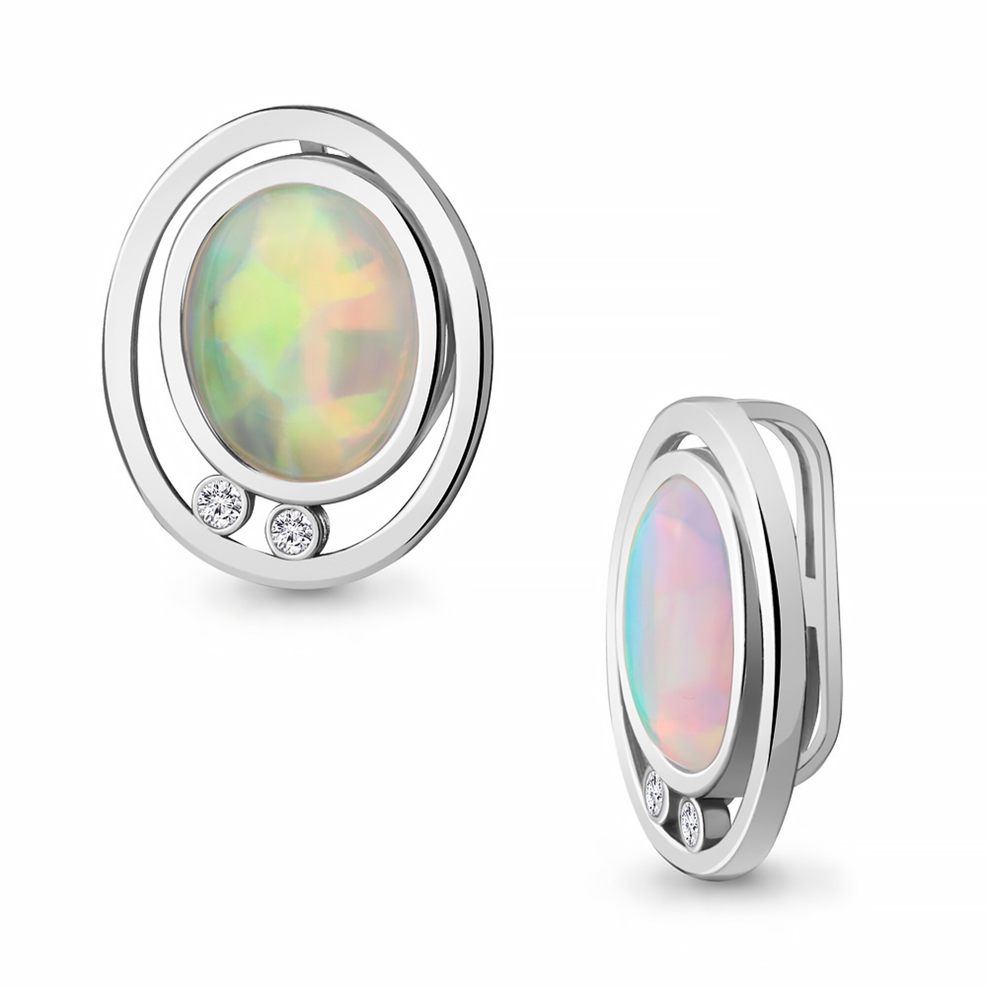 Подвеска, серебро, 925 проба, родирование, фианит, опал