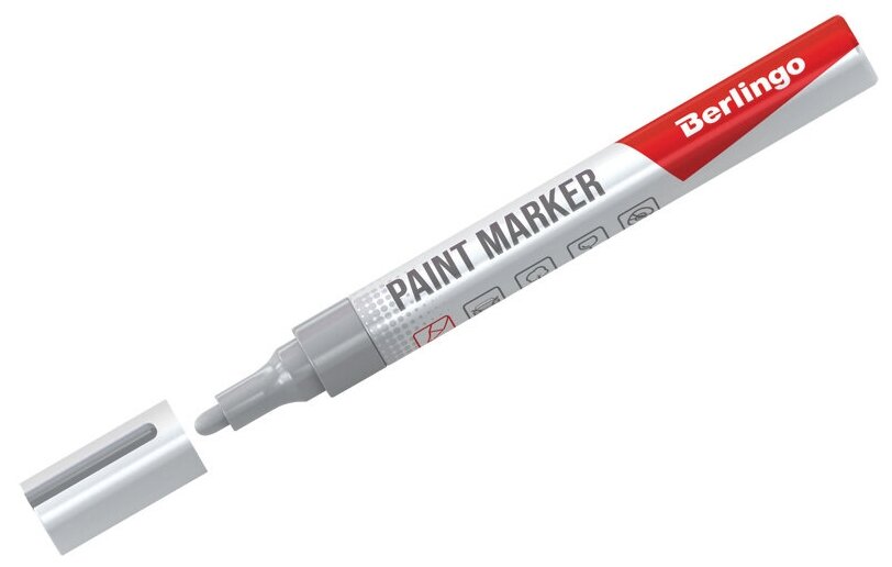 Маркер-краска Berlingo "Uniline PA400", серебро, 4 мм, нитро-основа (BMk_02113) 12 шт. в упаковке.
