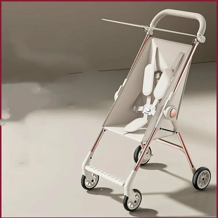 Детская коляска-трость, складная, для путешествий, с козырьком и корзиной, кремовый, 1-5 лет