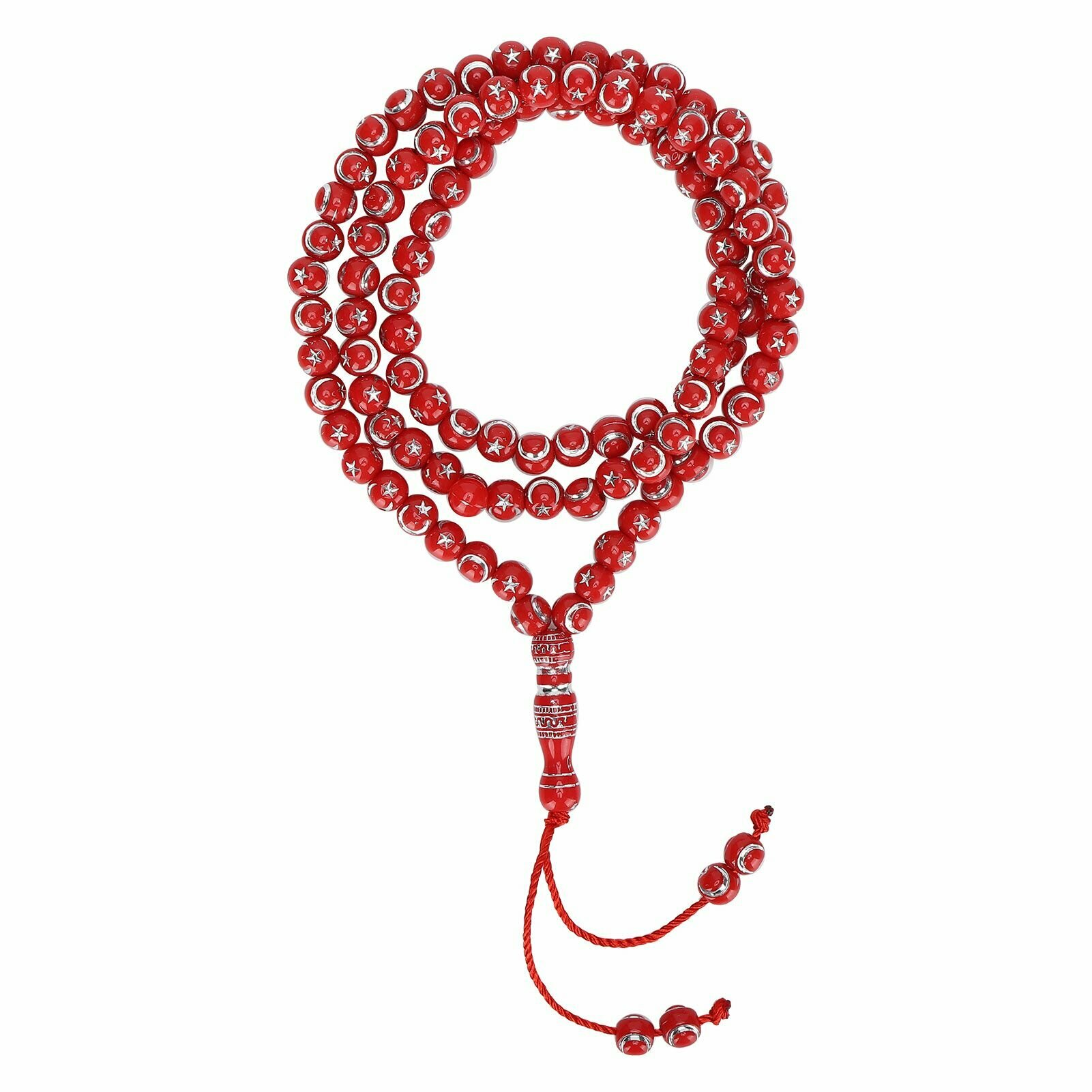 Мусульманские четки, бусины для исламского поклонения, молитвенный инструмент, 99 зерен, смола, позолота, религиозные статьи, красный
