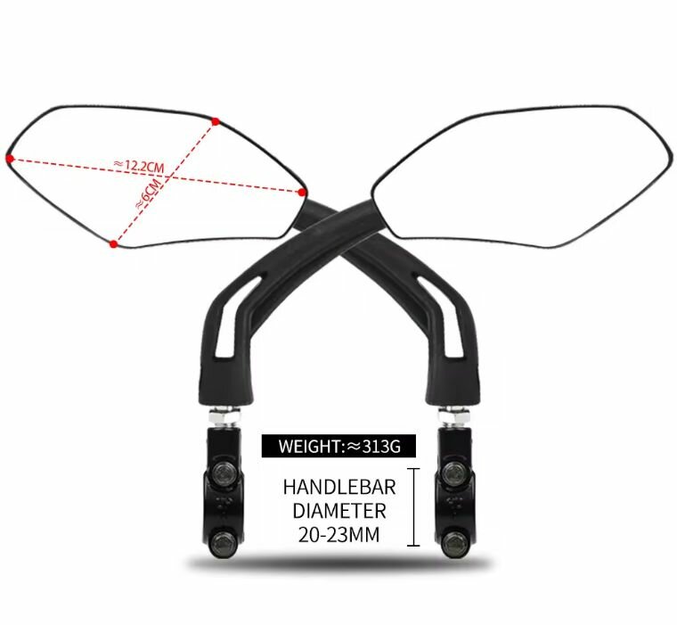 Зеркало заднего вида Toopre, для велосипеда, широкое поле обзора