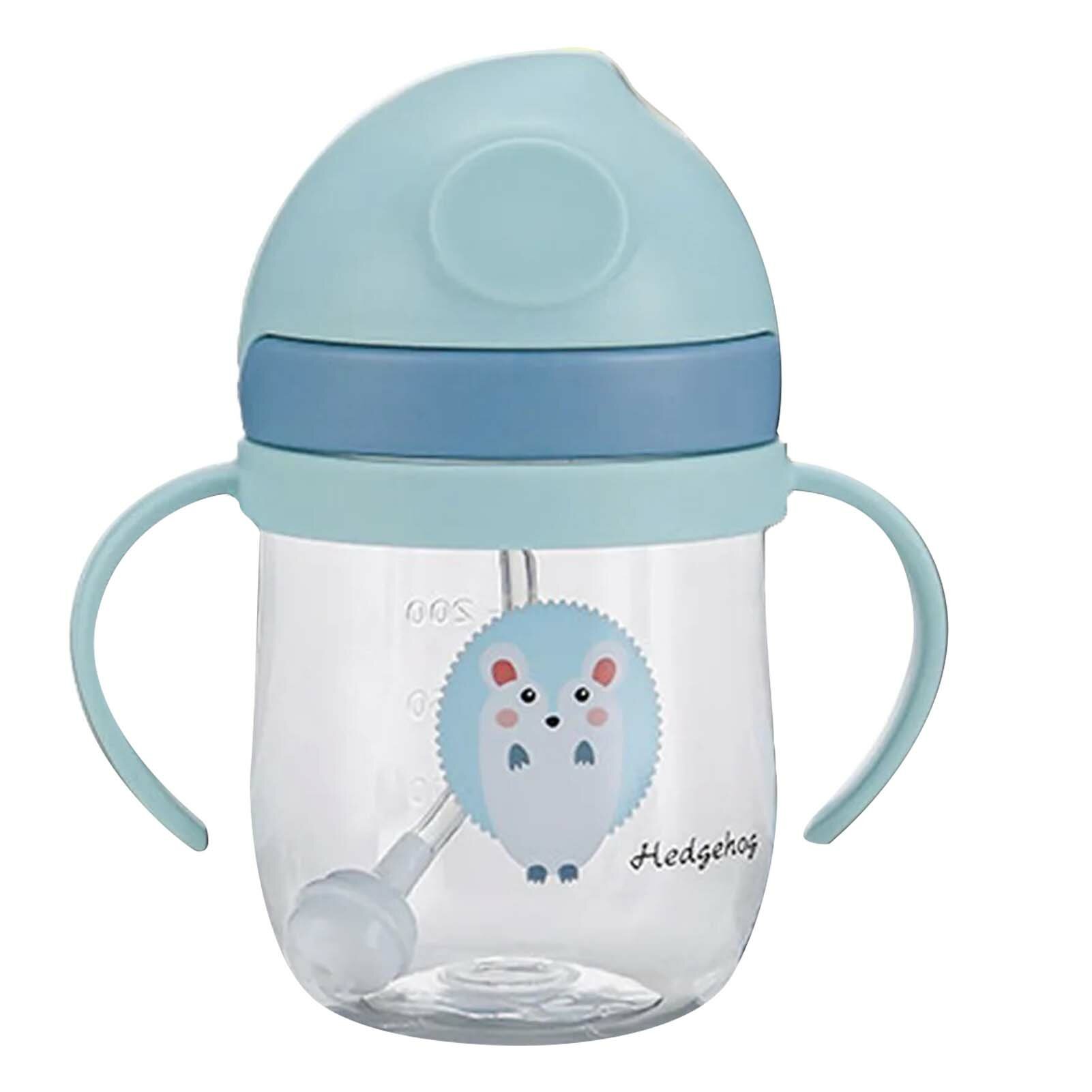 Детская кружка-соломинка 250 мл, герметичная, безопасная, без запаха, из пластика, не выцветает, подходит для дома и путешествий, синяя.