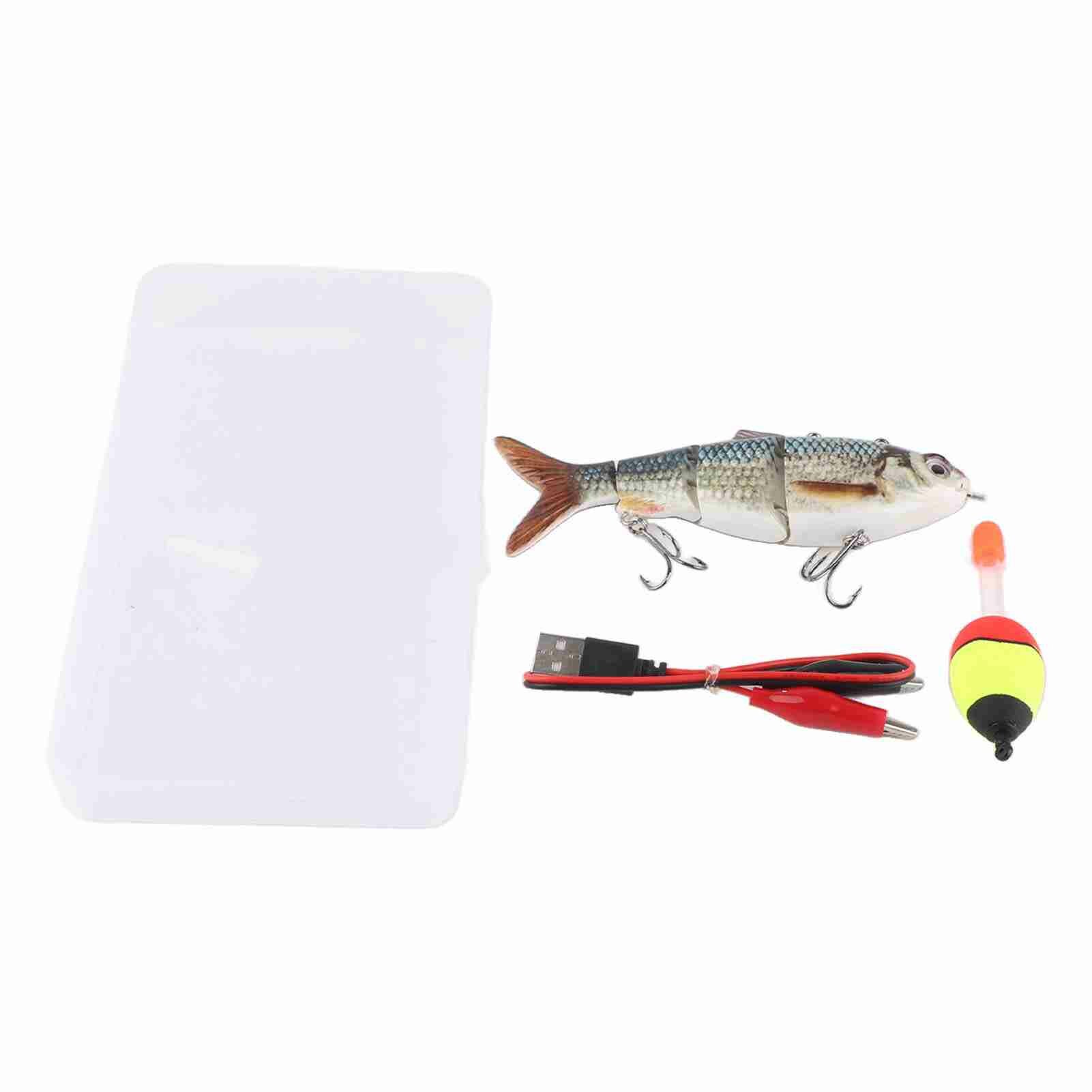 Robotic Swimming Lure Multi Jointed Rechargeable Electric Fishing with Green LED Light