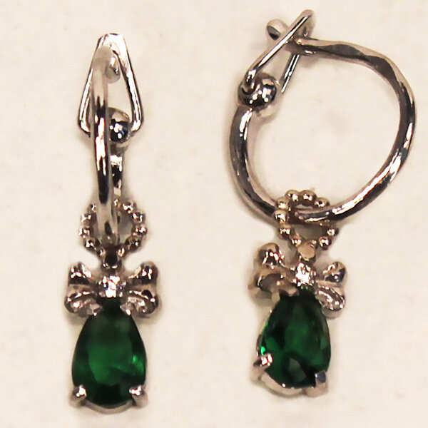 Серьги, серебро, 925 проба, родирование, кристалл, фианит