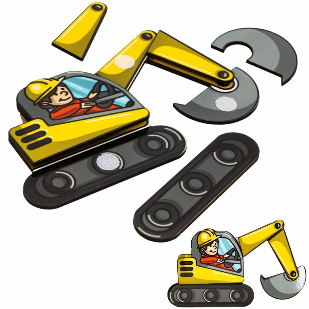 Деревянный конструктор для мальчиков Арбо "Экскаватор" 5 деталей на липучках (ОА-00000162)