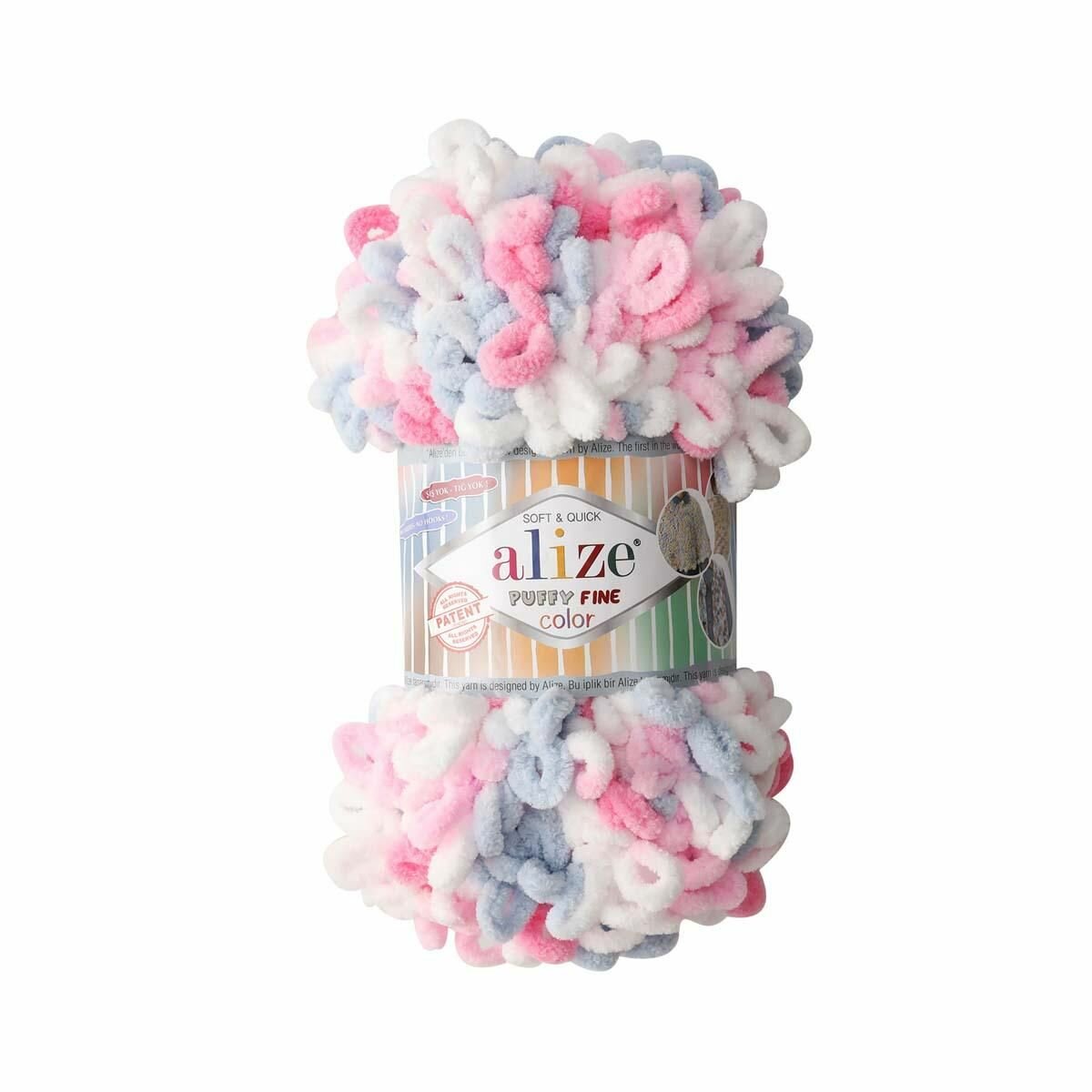 Пряжа ALIZE "Puffy Fine Color", 100г 14,5 м, 100% микрополиэстер, 5945 секционный, 5 шт