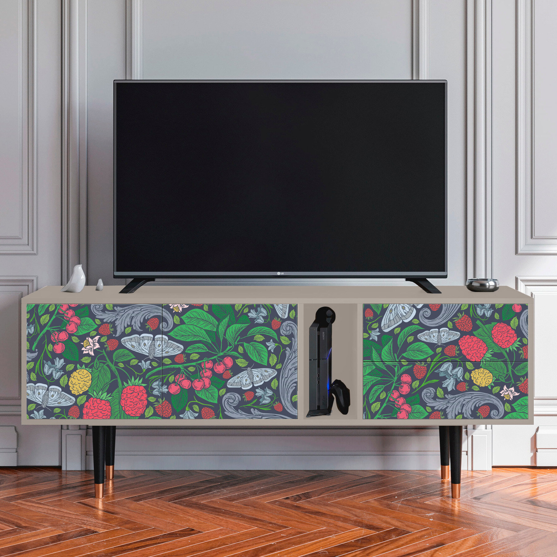 ТВ-Тумба - STORYZ - T1 Summer Berries, Размер - 170 x 69 x 48 см, Цвет корпуса - , Сатин