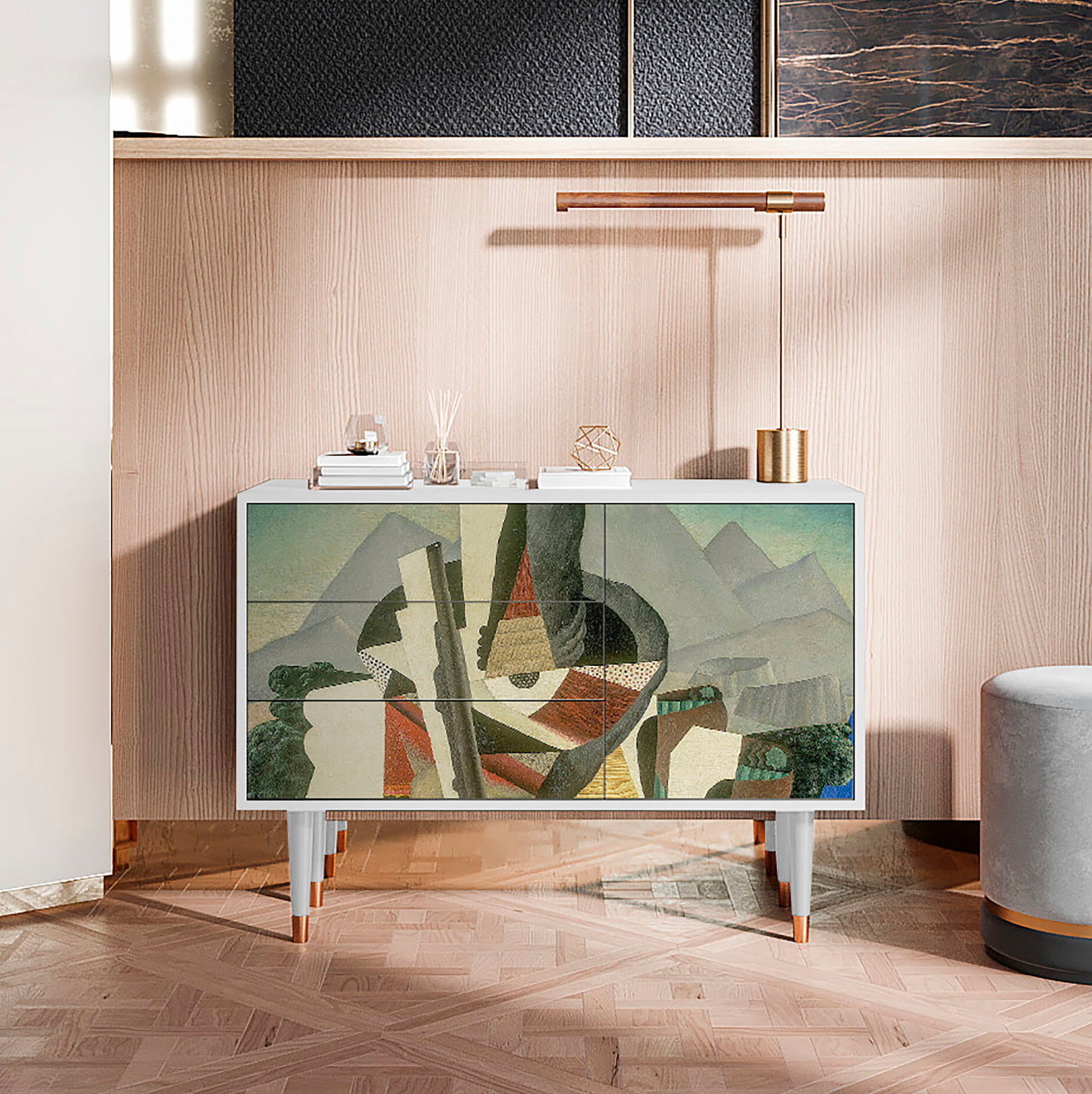 Комод - STORYZ - S3 The Cubist Paintings by Diego Rivera, Размер - 115 x 84 x 41 см, Цвет корпуса - , Белый