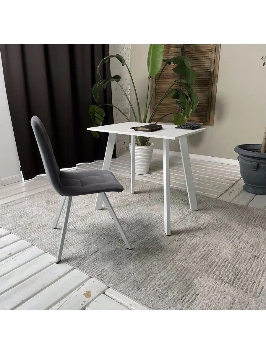 Стол Ник Белый 80*60 см. Белые ножки. Столешница 22 мм.