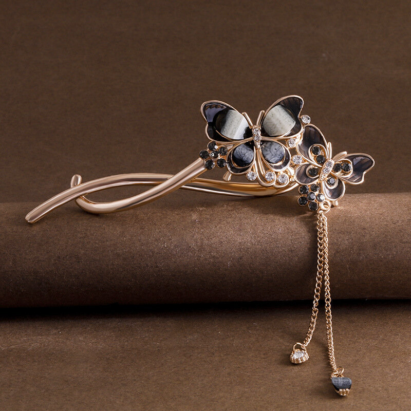 Заколка-бабочка HDKJ01-1, женская, серая