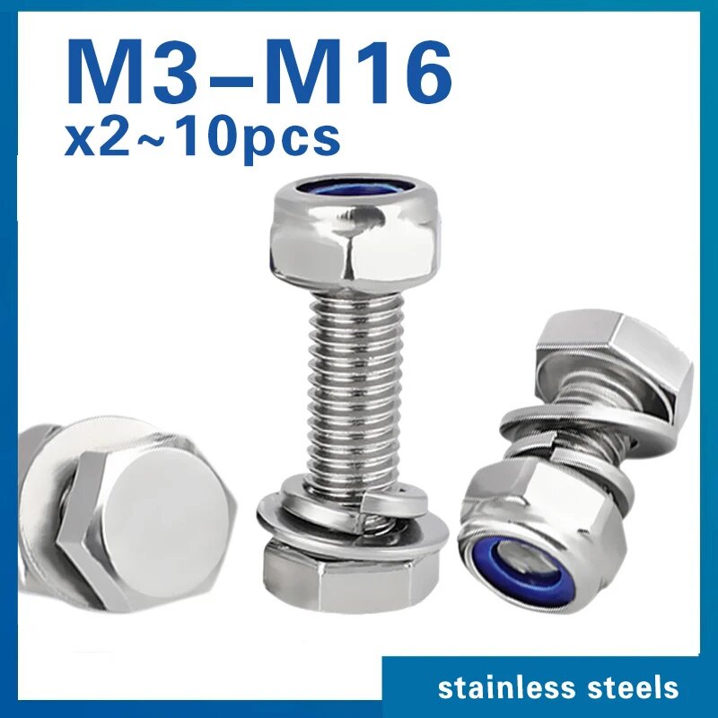Комплект болтов с шестигранной головкой XMSJ из нержавеющей стали M4 M5 M6 M8 M10 M12 M6 5sets, 10mm