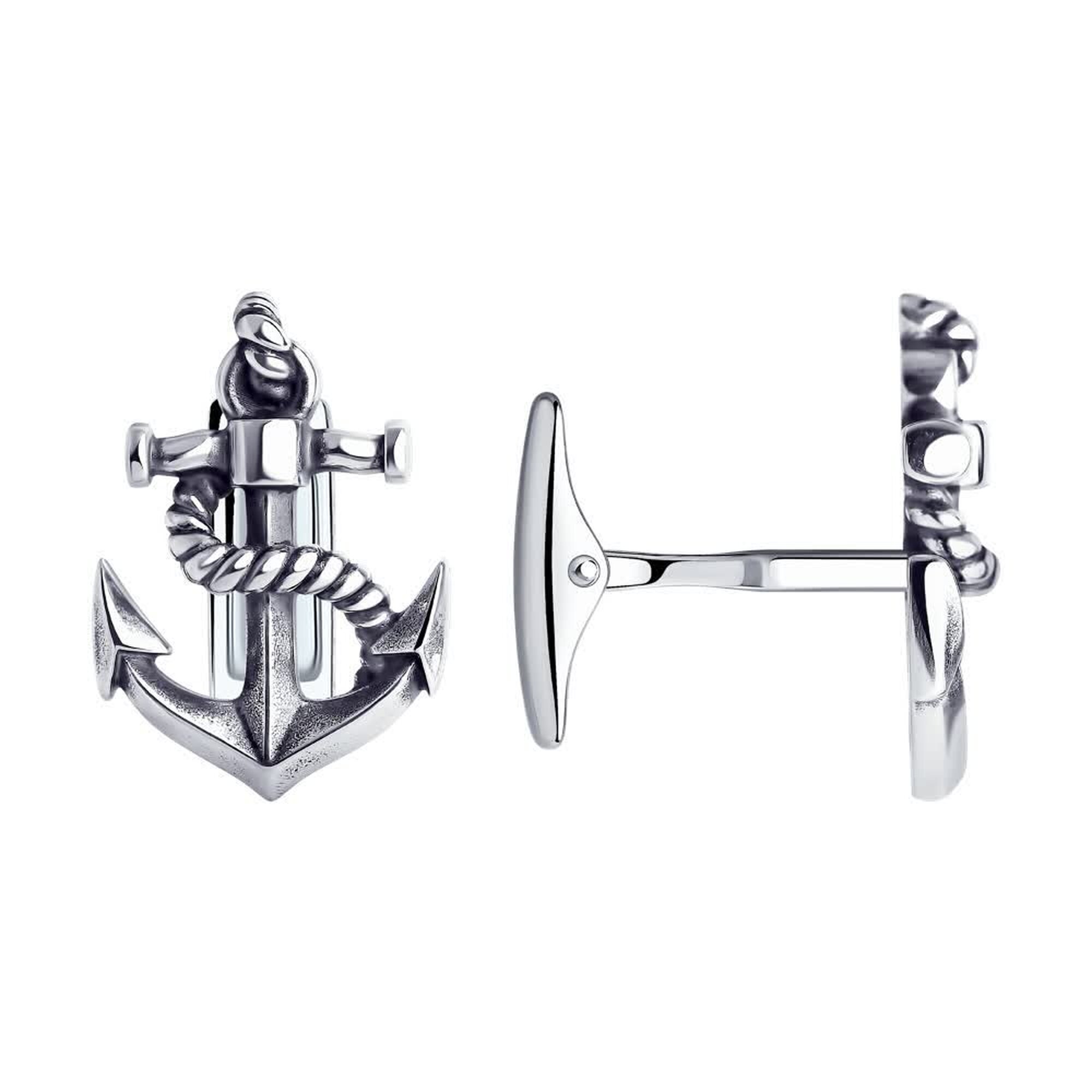 Запонки, серебро, 925 проба, чернение