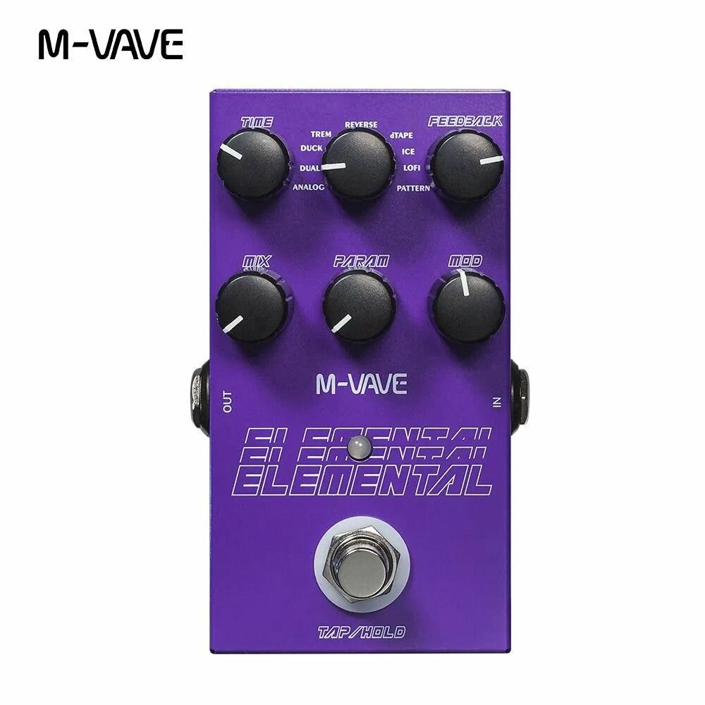 M-vave Педаль задержки Elemental Digital Delay Pedal, 9 различных эффектов задержки, поддерживаются режимы TAP и HOLD.