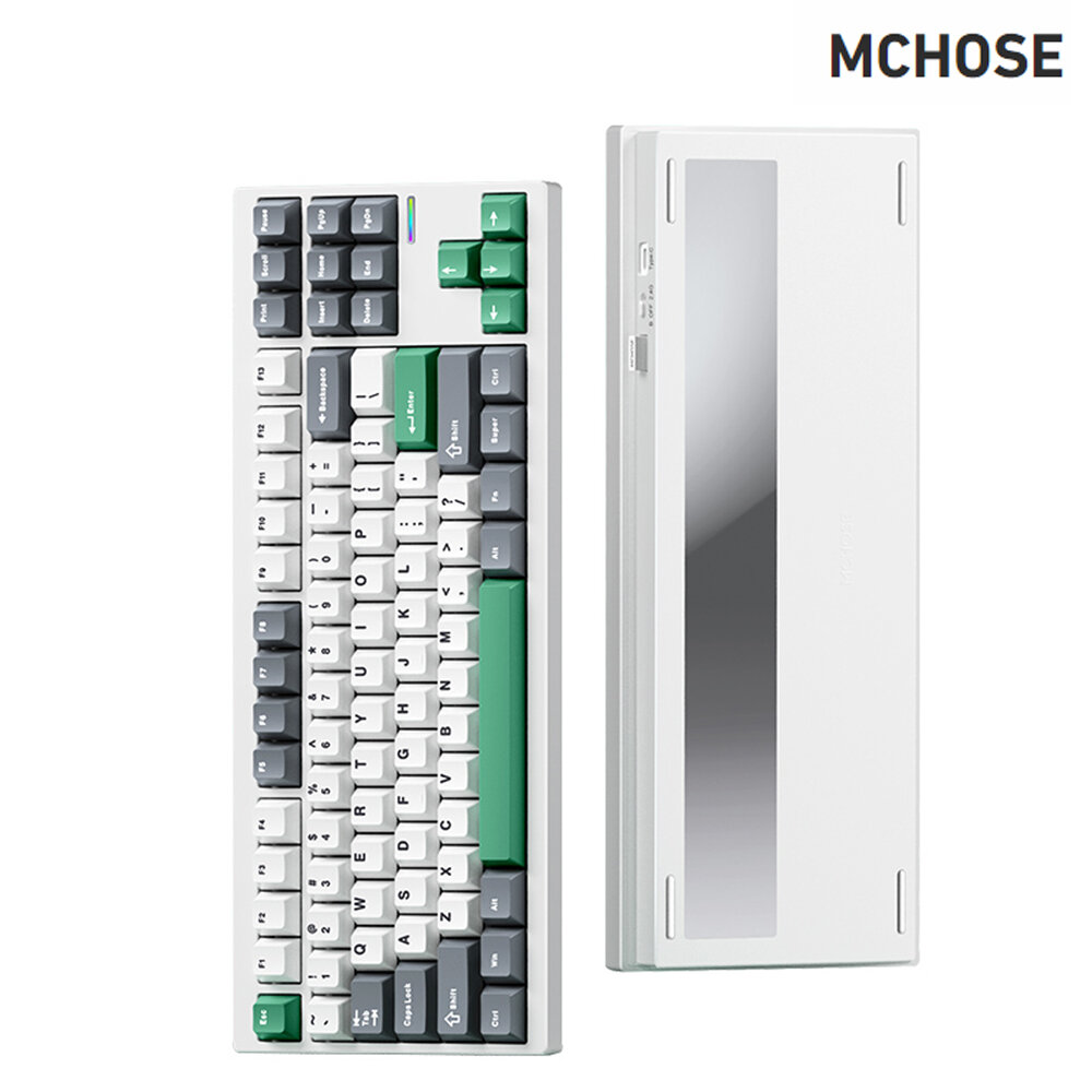 Беспроводная механическая клавиатура MCHOSE MC-GX87-11, проводная/2.4G/BT, трехрежимное подключение, алюминиевая клавиатура, конструкция GASKET, полноразмерная клавиатура