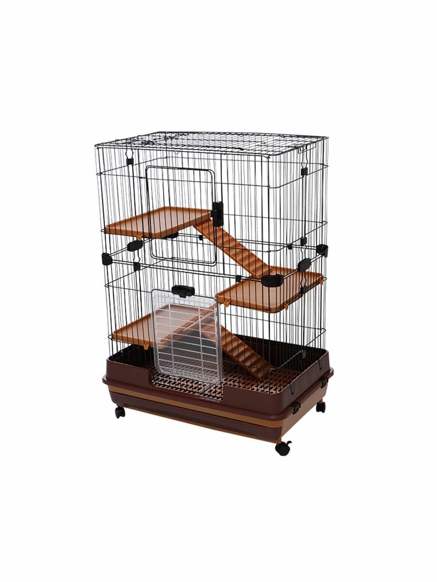 Небольшая клетка для домашних животных с колесами, съемными поддонами, платформами и пандусами, подходящая для кроликов, шиншилл, хорьков