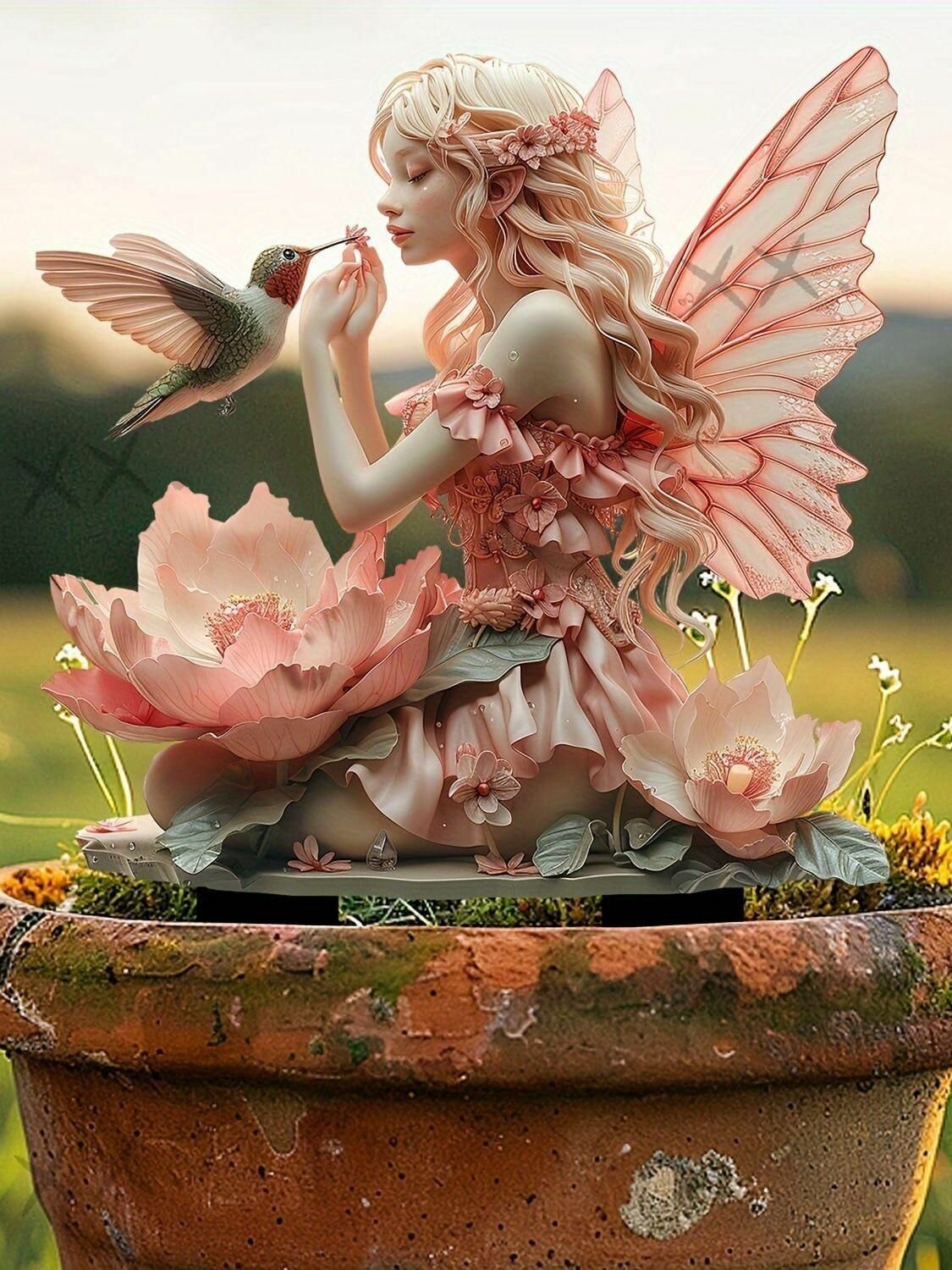 Коллекционная статуэтка "Фея с колибри" - Волшебный декор для дома и сада-Праздничные подарки