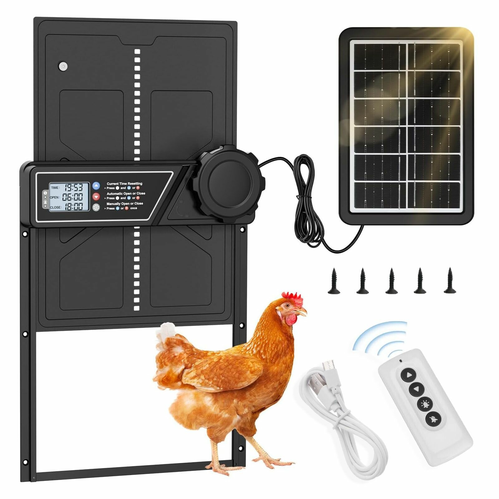 Автоматическая дверь для курятника / Солнечный привод / С дистанционным управлением