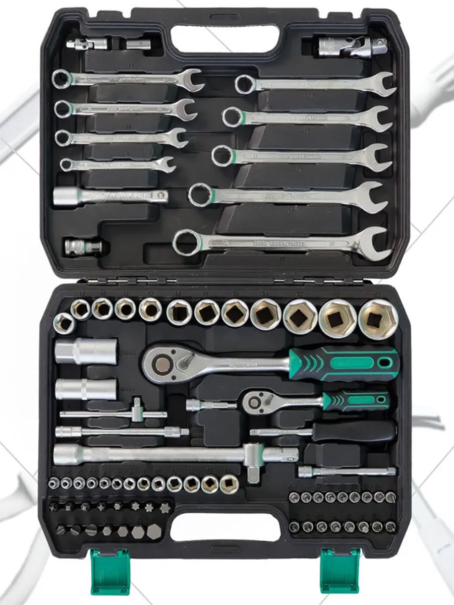 Набор инструментов в чемодане, набор инструментов 82 предмета, универсальный, для авто, ключи, трещотки, головки, биты