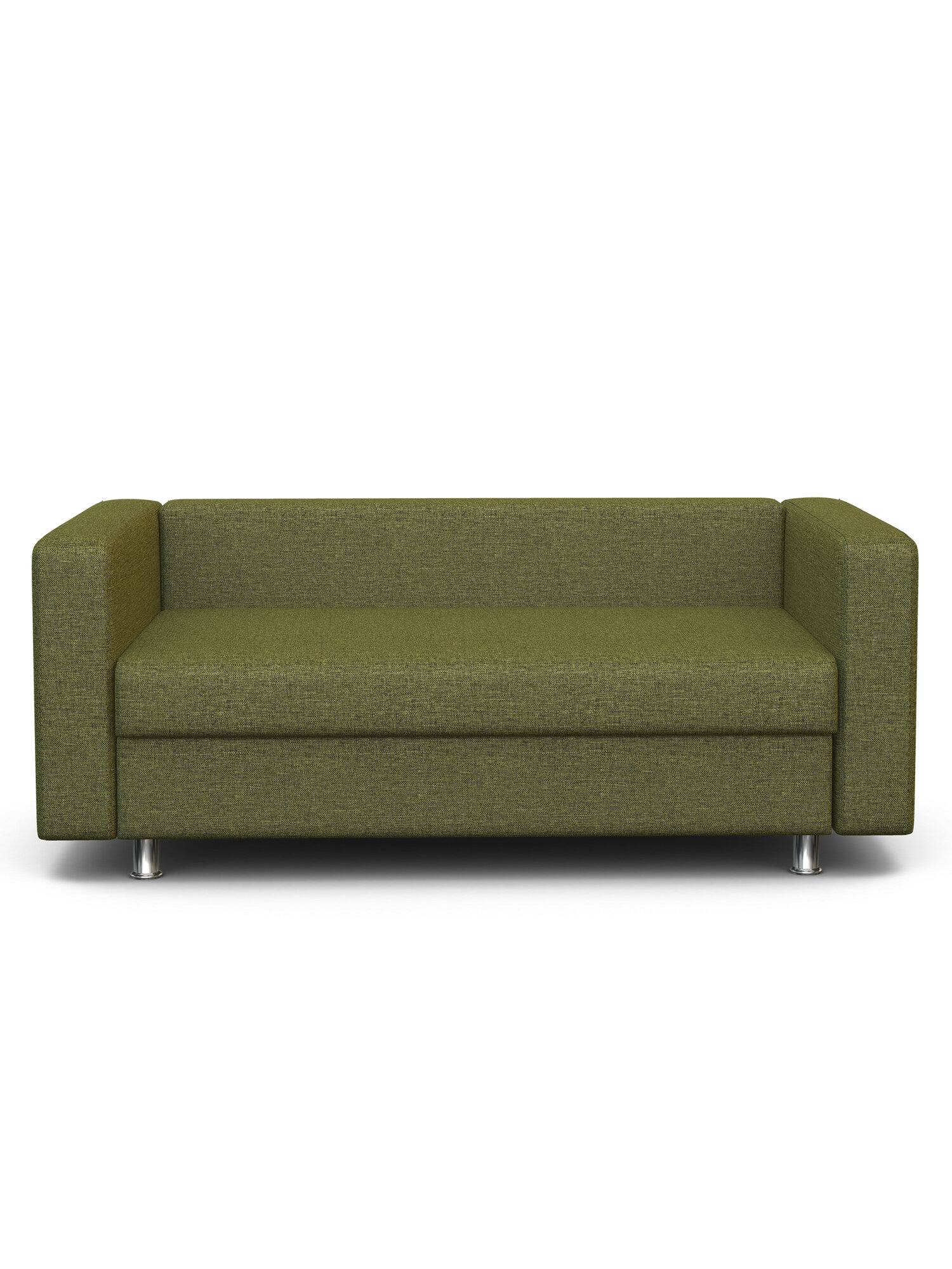 Диван офисный Бит, прямой, 143х75х74 см, с подлокотниками, с ножками, рогожка зеленый