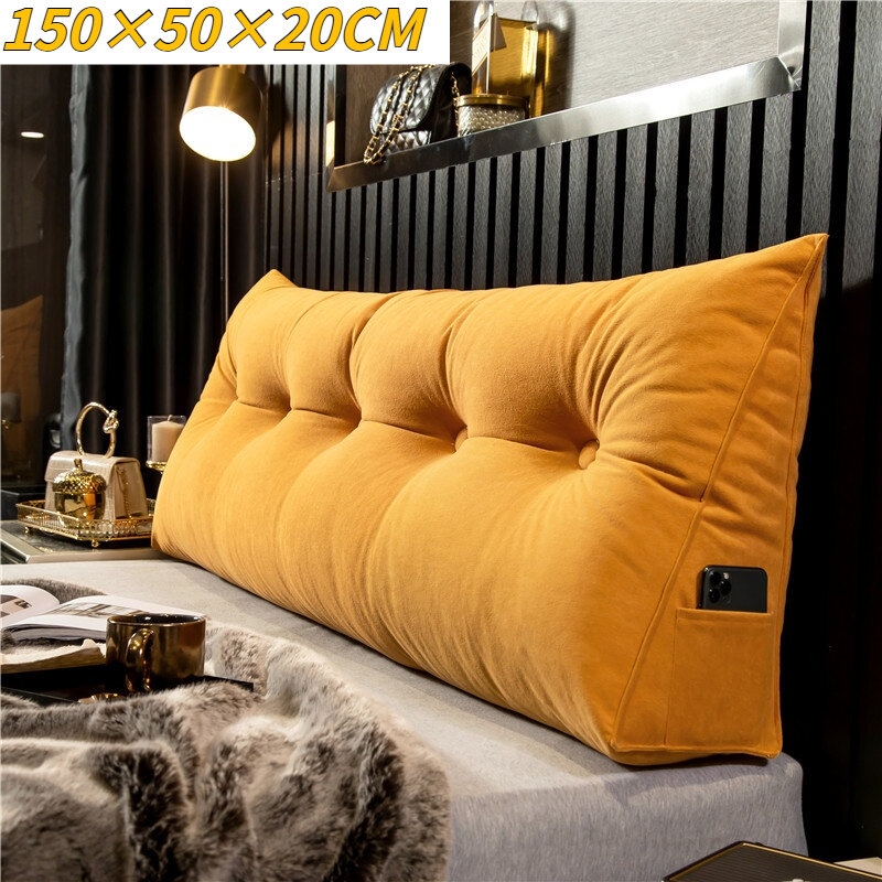 Треугольная подушка в современном стиле, для кровати, съемный чехол,150x50x20 см，оранжевый цвет