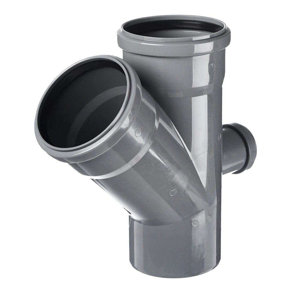 Крестовина канализационная РТП двухплоскостная d110/110 мм угол 45°/d50+50 угол 90° левая+тыл