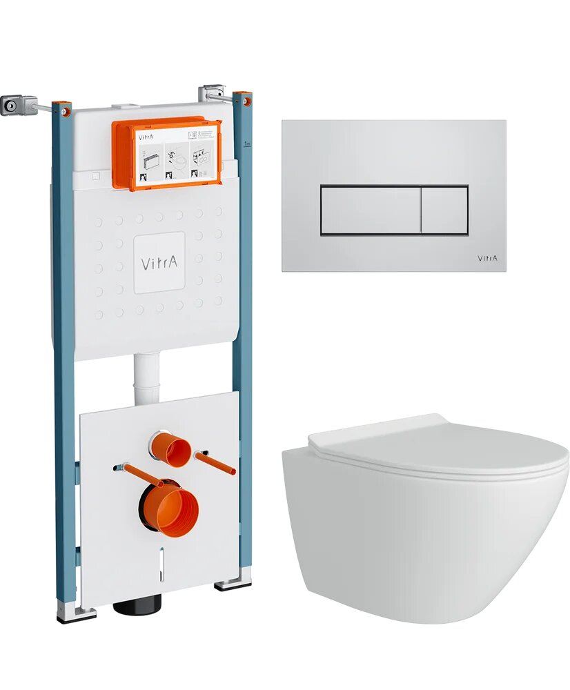 Комплект 3 в 1 Унитаз подвесной Teymi Lina Pro T40106 / Инсталляция VitrA V-Fix Core 732-5800-01PV / Кнопка Root Square 740-2380
