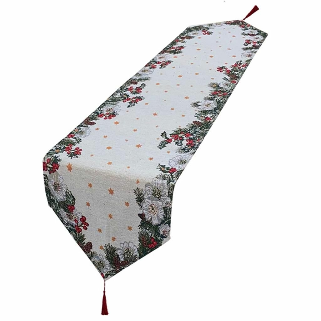 Скатерть со снежинками для рождественских вечеринок 33x180 см, - Новый подсолнечный Христос