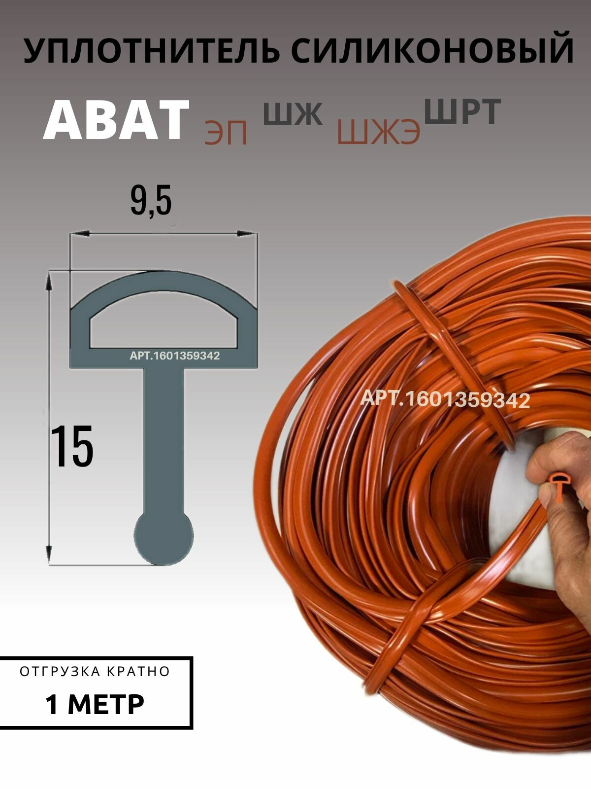 Уплотнитель Abat 1 метр двери духовки электроплит и шкафов ЭП, ЭШ, ШЖЭ, ШРТ силиконовый термостойкий (отрезной)