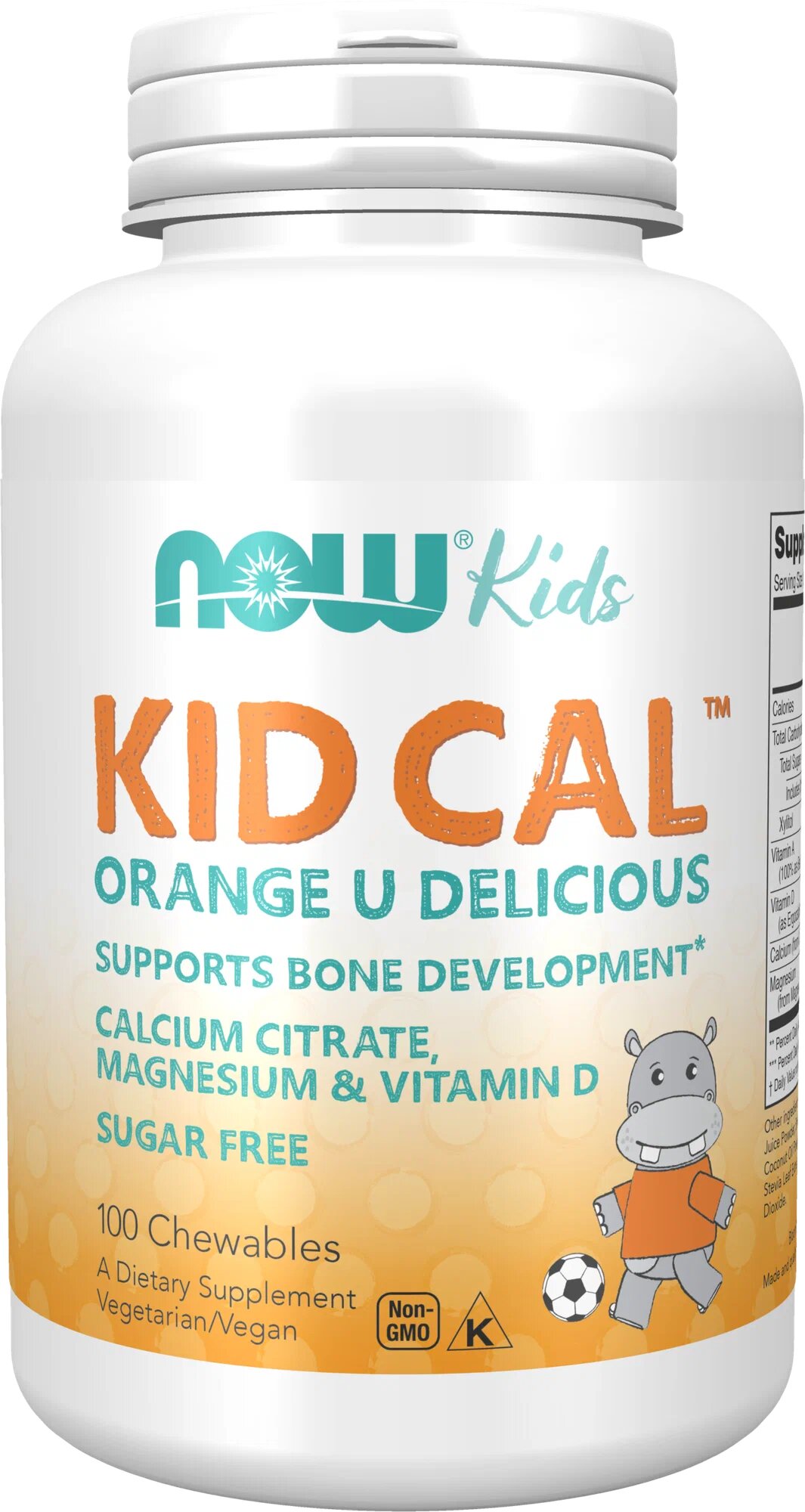 НАУ Кальций для детей Now Kid-cal chewable calcium 100 жевательных таблеток