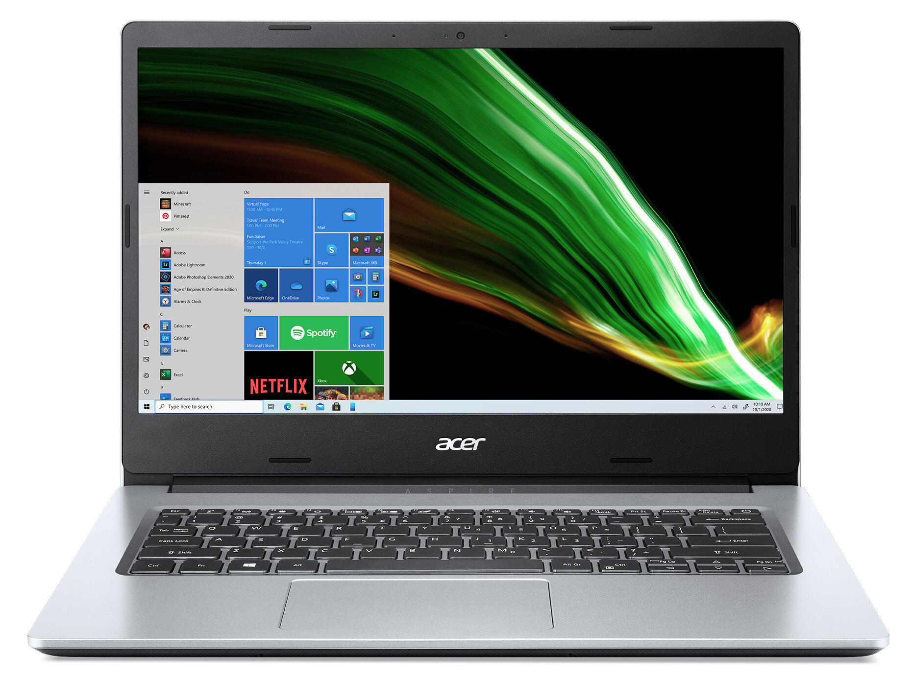 14" Ноутбук Acer Aspire 1 A114-33-P8C4 (NX. A7VER.00C) серебристый - 1920x1080, TN, Intel Pentium Silver N6000, ядра: 4 x 1,1 ГГц, 4 ГБ, eMMC 128 ГБ, Intel UHD Graphics, Windows 10 Home