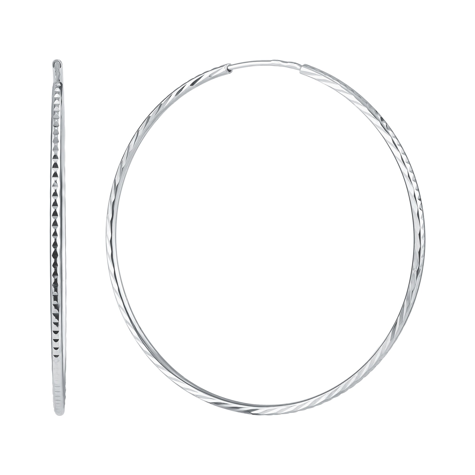 Серьги конго, серебро, 925 проба, родирование