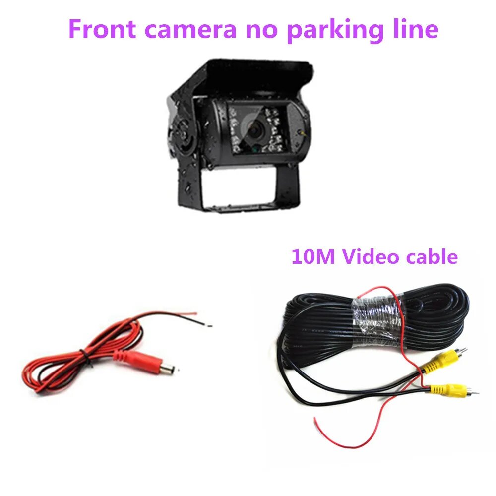 Водонепроницаемая камера заднего вида для автомобиля 18, ИК-камера ночного видения для переднего/заднего вида автомобиля для грузовика/автобуса 12-24 В, Front with 10Mcable