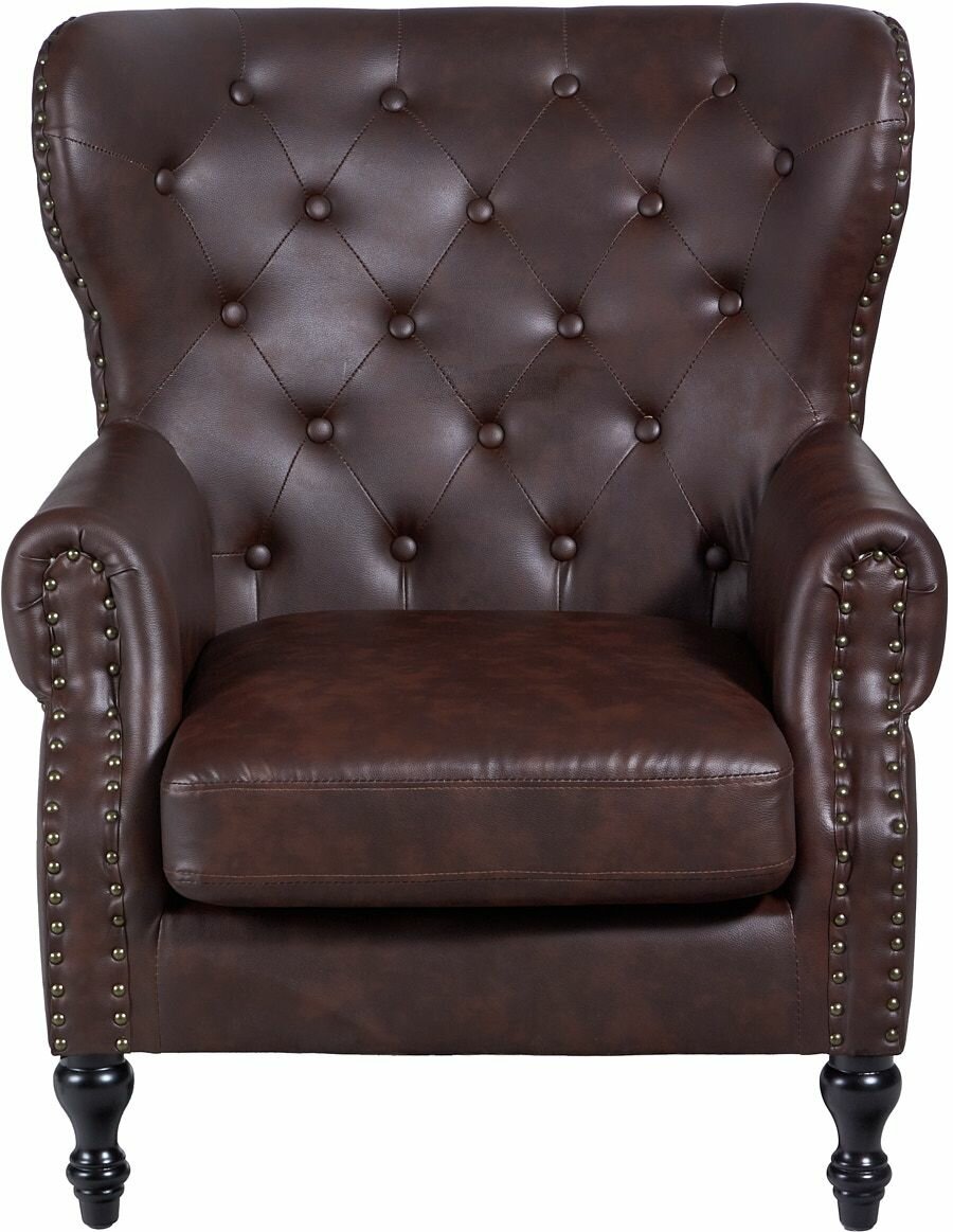 Кресло Glasar "Барон" 51-099 , дерево, искусственная кожа, стеганая спинка, 74 см x 70 см x 86 см