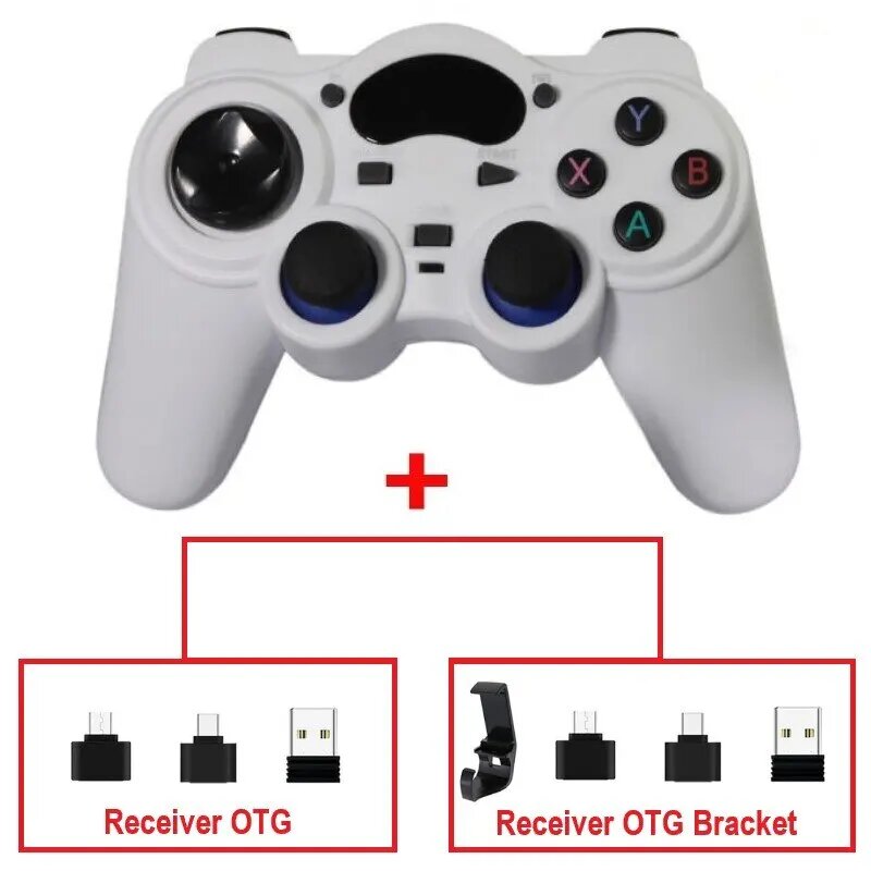 Белый беспроводной геймпад с Receiver OTG для Android