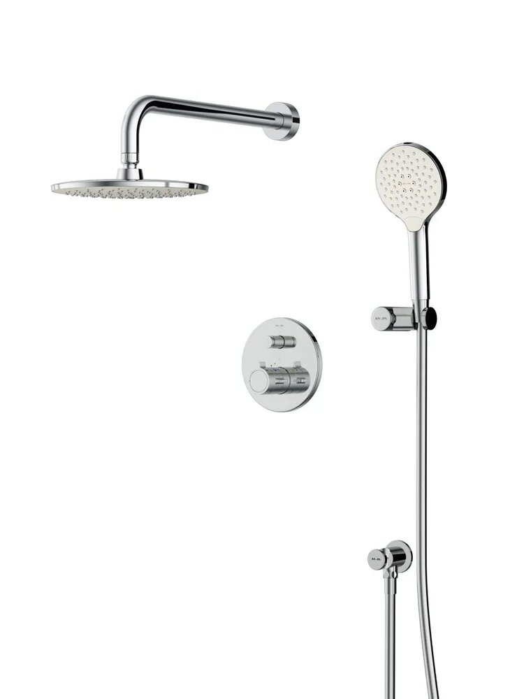 Душевой комплект AM.PM X-Joy FT85A1RH10 3 в 1, встраиваемый, с внутренней частью в комплекте, с термостатом, со смесителем, латунный, хром, глянцевый, душевая система