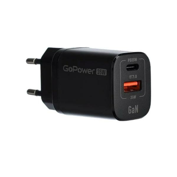 Зарядное устройство GoPower USB charger GPQC09 35W 1xUSB 1xType-C 00-00028403, 1шт.