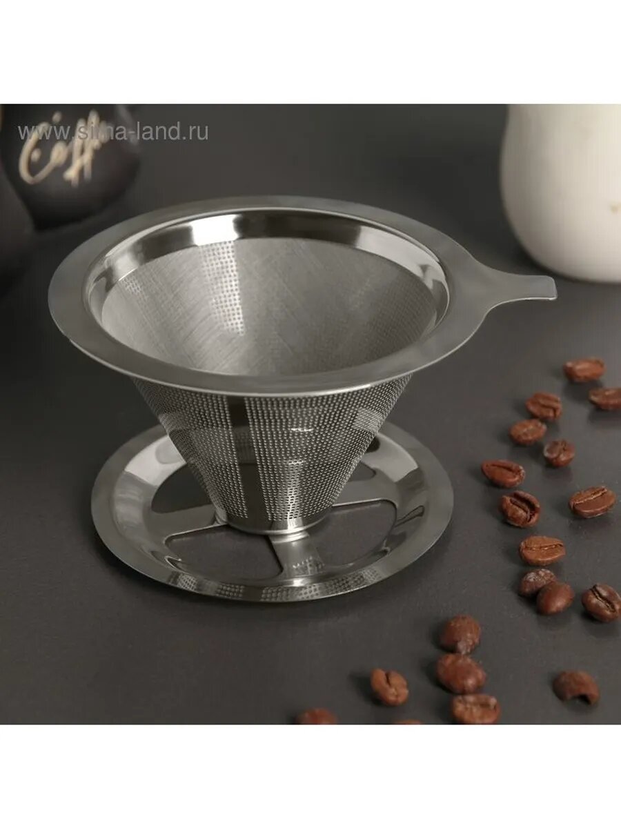 Воронка-дриппер V60 из нержавеющей стали для заваривания коф