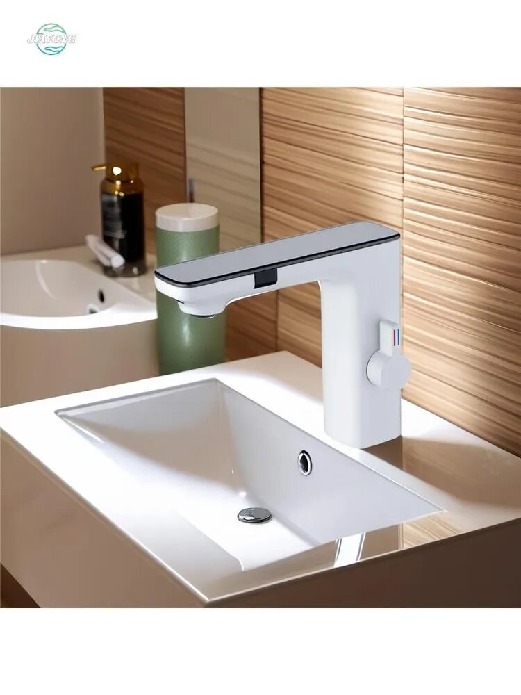 Инфракрасный сенсор + Горячая/Холодная вода + Дисплей температуры Умный смеситель для раковины с автоматическим датчиком, светодиодный индикатор, экономичный бесконтактный кран для ванной комнаты