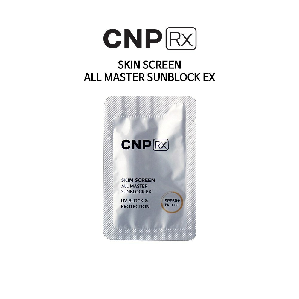 Корейский солнцезащитный крем водостойкий SPF50+, (10шт*1мл), CNP skin screen all master sunblock EX 1ml
