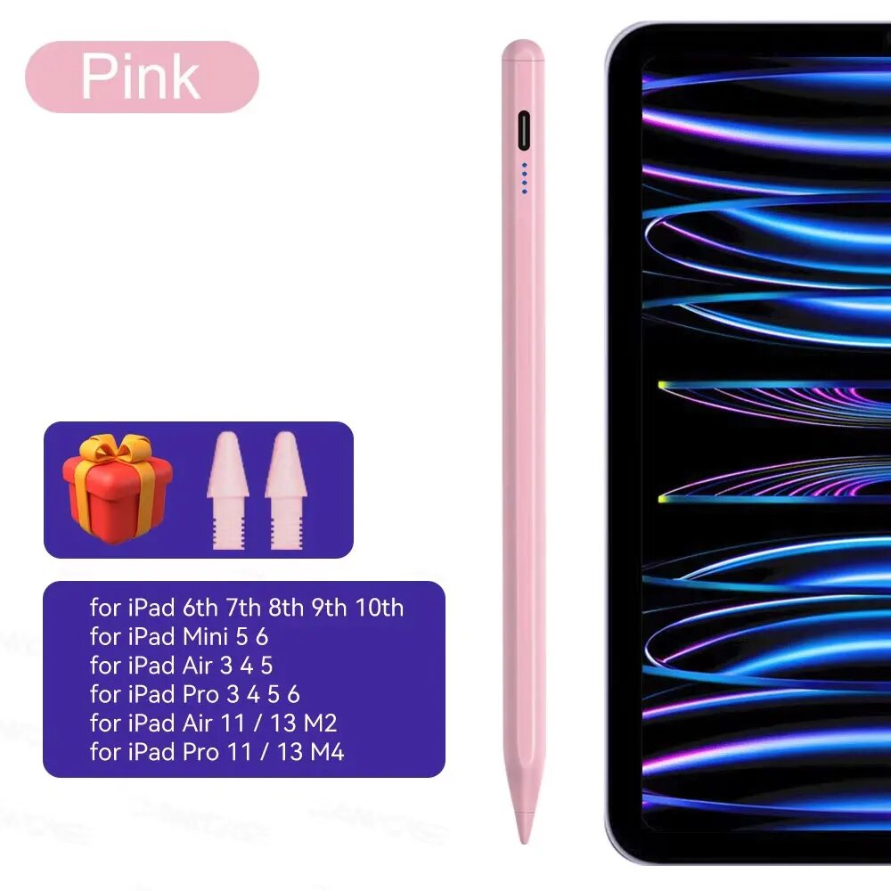 Стилус для iPad Pink, совместим с Apple Pencil 2