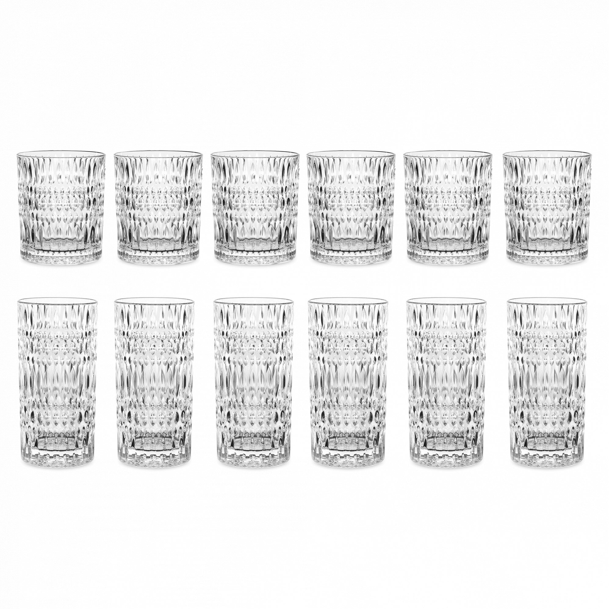 Набор из 12-ти стаканов, 304 и 434 мл, хрустальное стекло N105354 Ethno
