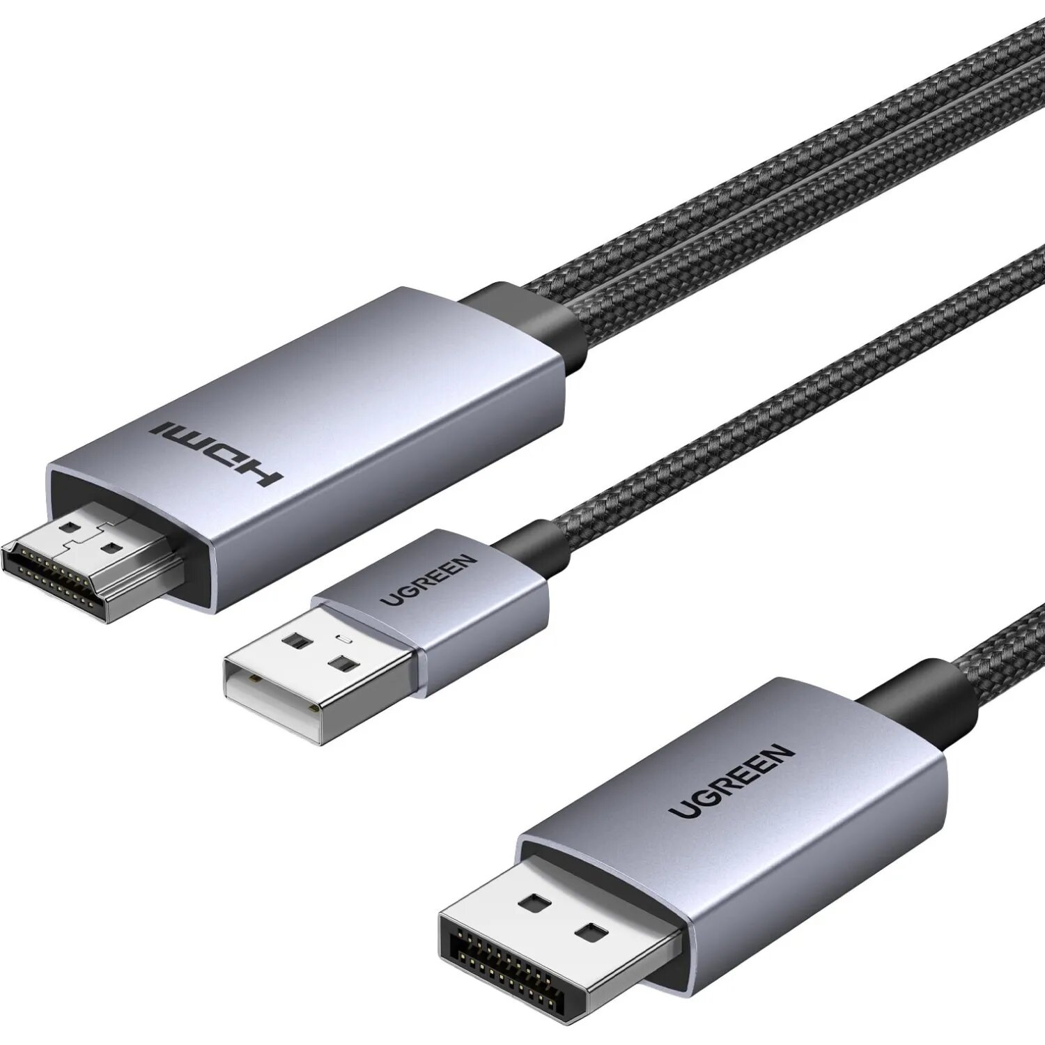 Кабель UGREEN HD169 (55329) HDMI to DisplayPort 4K@60Hz Cable 2м серый